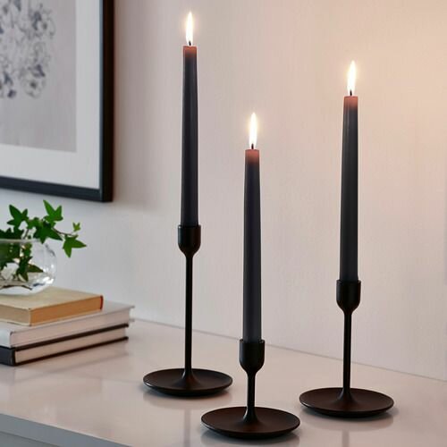 KLOKHET IKEA, Свечи черные, набор 8 шт, без запаха, стеарин, 5,5 ч, клокхет икеа