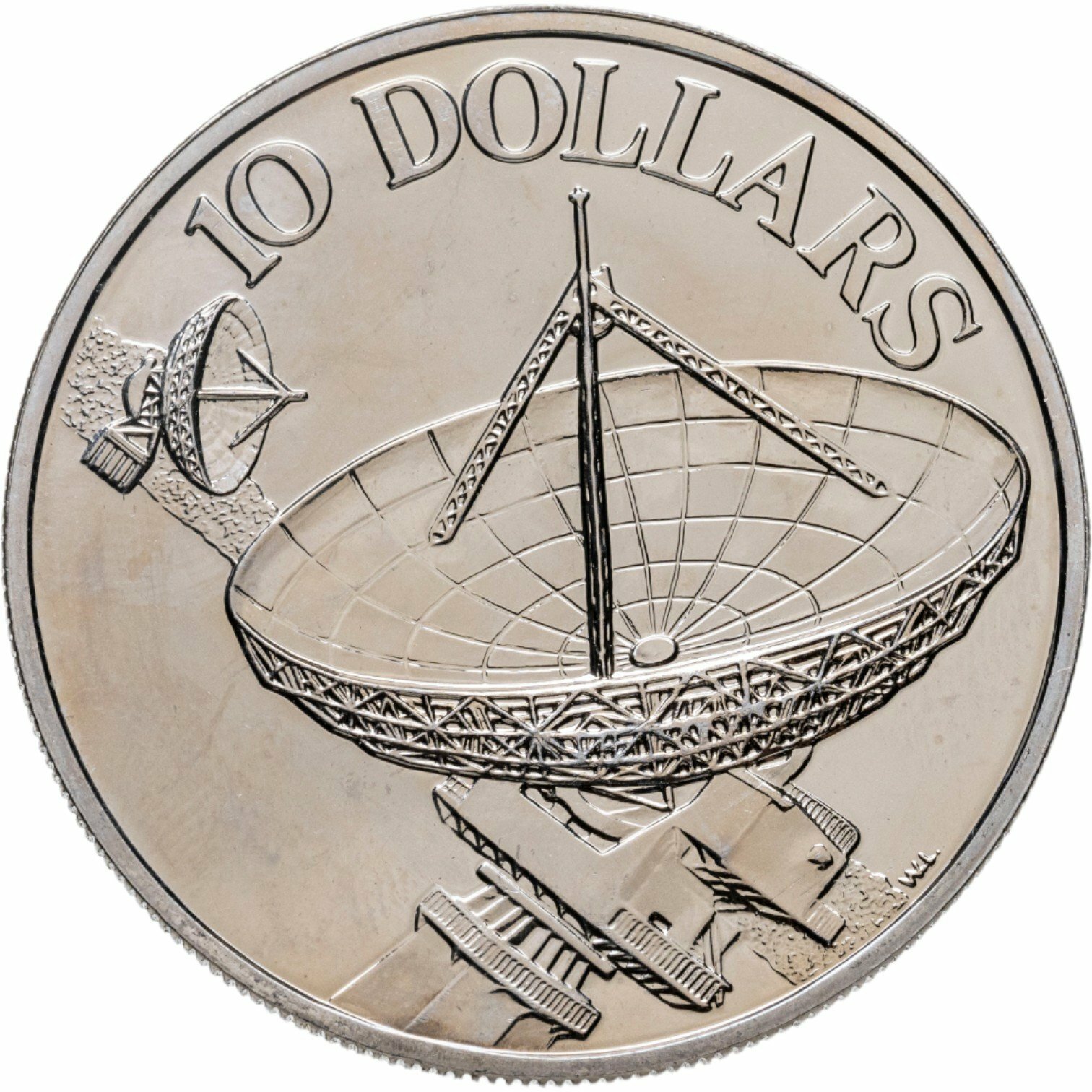 Сингапур 10 долларов dollars 1980 "Спутники связи", Мельхиор медь-никель, в сохранности UNC