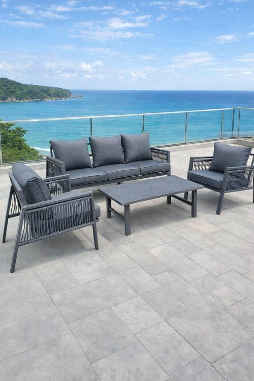 Садовая мебель, комплект мягкой мебели, набор для дачи, дома, отдыха, диван, кресло, обеденный стол, каркас из металла