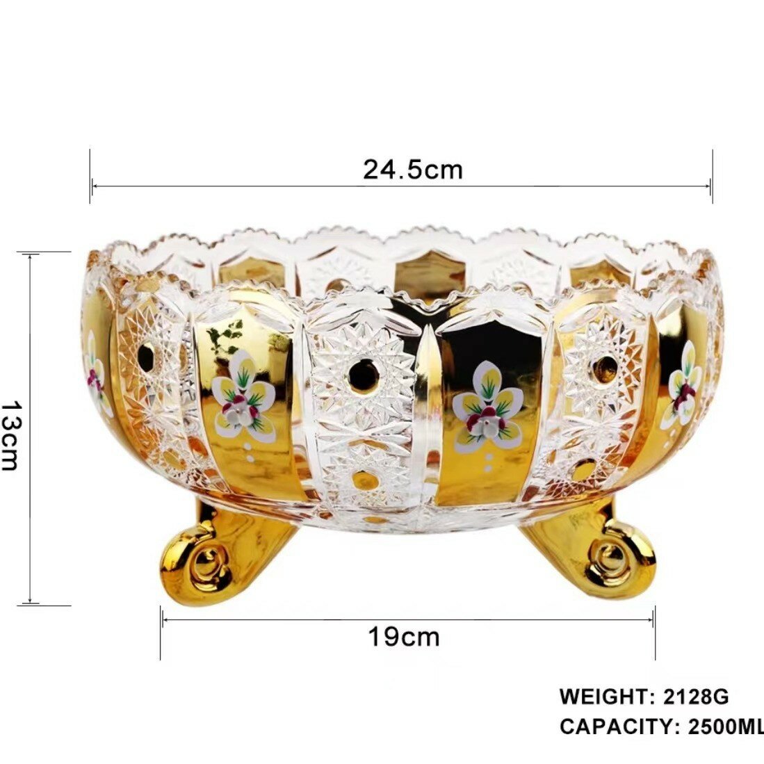 2026 Последняя роскошная позолоченная тарелка с подсолнухом и волнообразным краем, большая бочкообразная наклейка на стол, резная, трехногая, легкий роскошный стиль