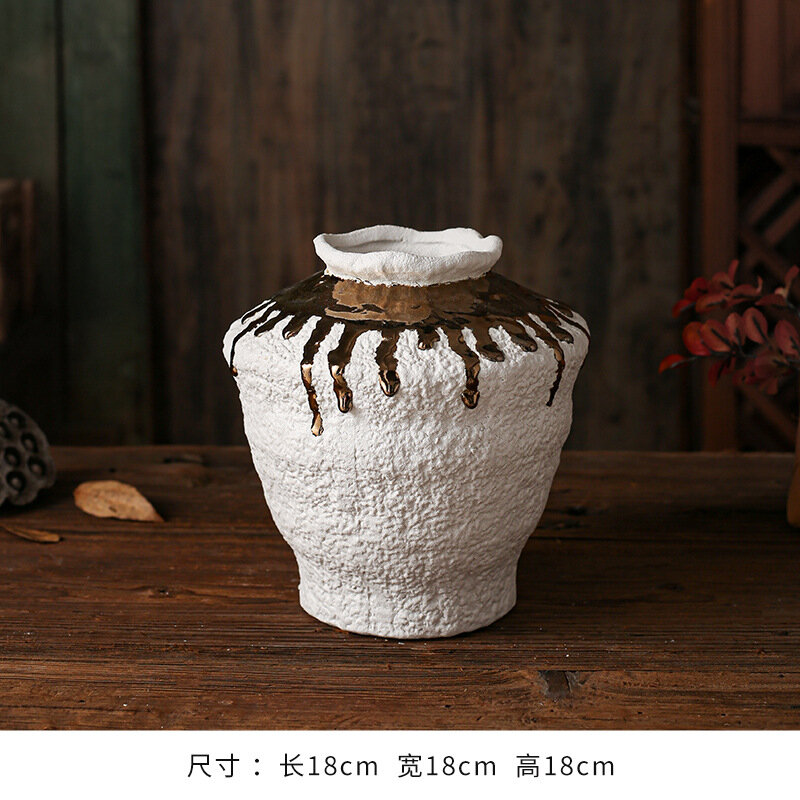 Ретро-вазы в новом китайском стиле, декоративные керамические украшения в деревенском стиле для прихожей, прикроватной тумбочки, тумбы под телевизор, для цветочных композиций, керамическая ваза для дома.