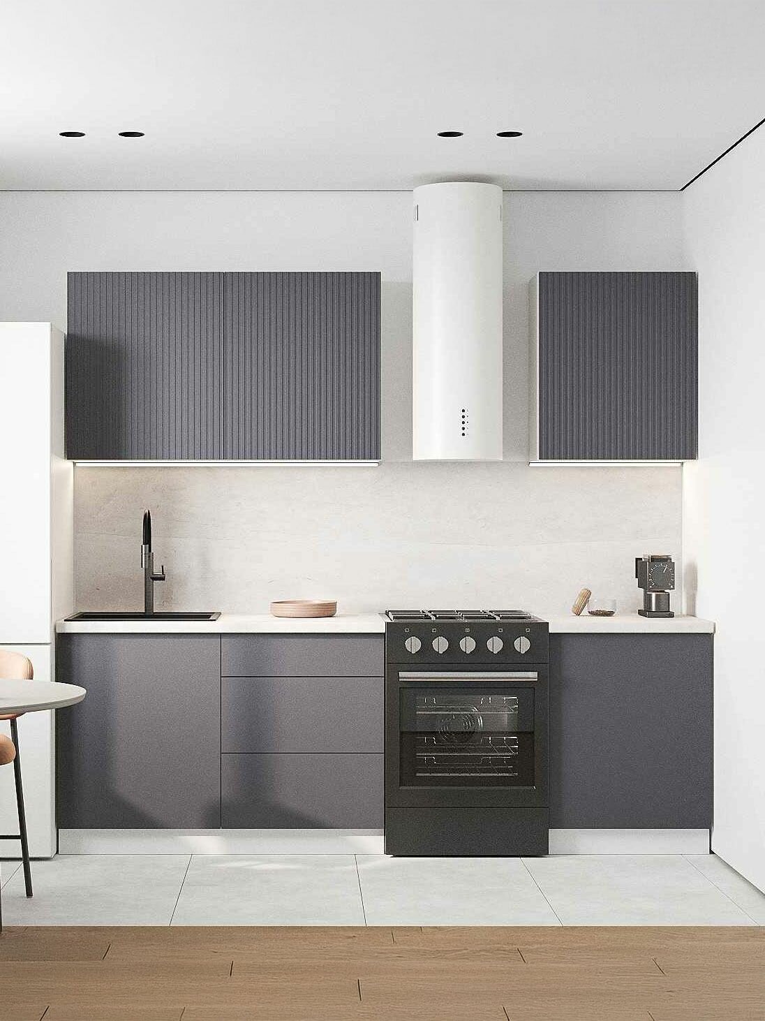 Кухонный гарнитур Комби 1.8 м, мебель для дома и кухни, Белый / Графит