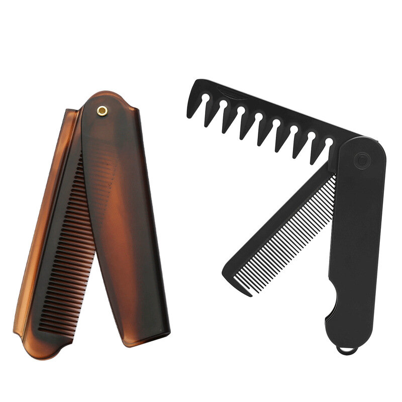 2-в-1 складной гребень для мужчин, гребень для помпадура, гребень для уложки назад, гребень с широкими зубьями, портативный складной гребень для путешествий