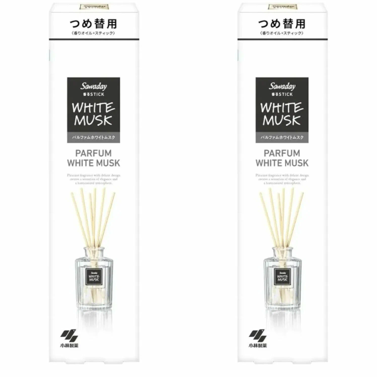 Ароматический диффузор для дома с палочками Kobayashi Parfum White Musk, Мускус, 70 мл, 2 штуки