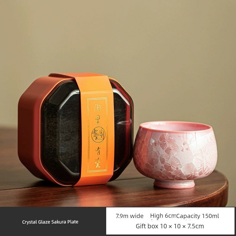 Японская чайная чашка из кристалла с глазурью, розовая чашка «Цветущая сакура», персональная чашка, чашка для напитков,
