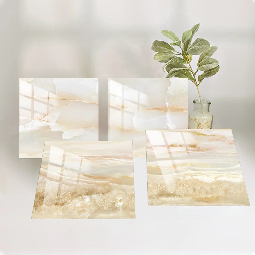 10 шт. мраморная кристаллическая твердая пленка, плитка, наклейки Бежевый, 15cmX15cmX10pcs, MZ-2-411