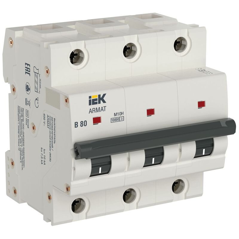 ARMAT Автоматический выключатель M10H 3P B 80A, IEK AR-M10H-3-B080 (1 шт.)