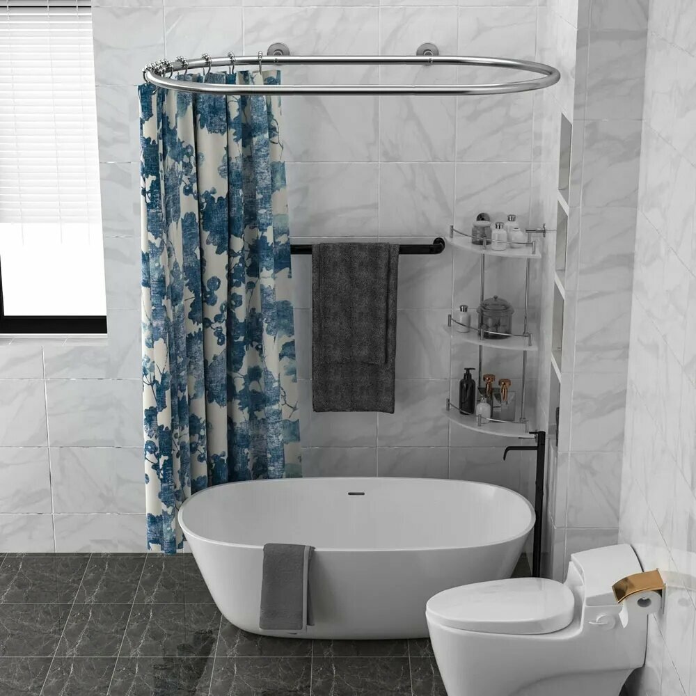 Овальный карниз для душевой шторы из алюминиевого сплава для ванн 110x64 см