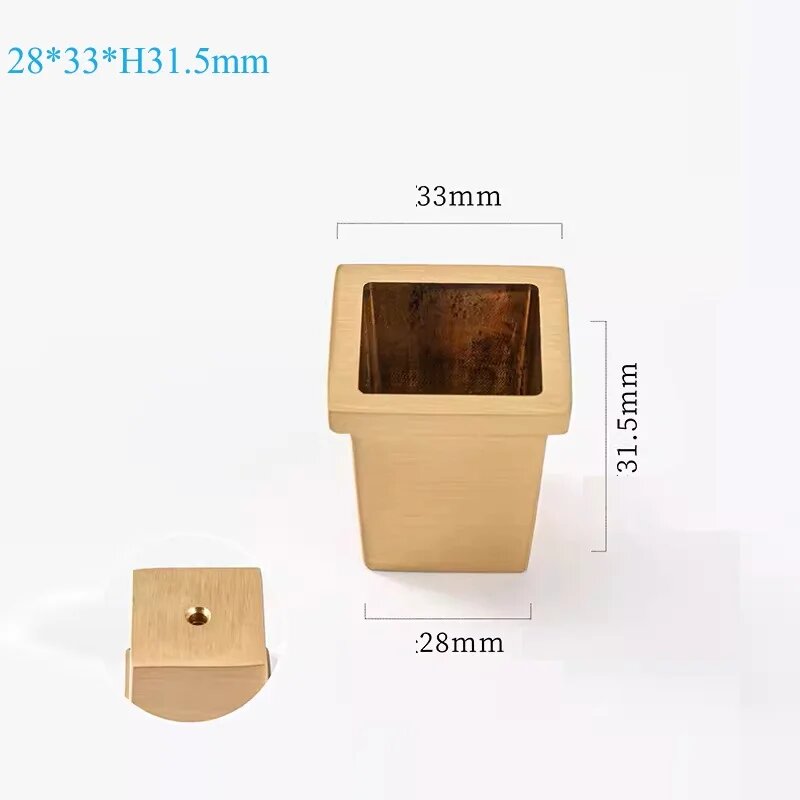 4 шт. квадратные латунные наконечники для ног мебели Premintehdw 28-33-H31.5mm