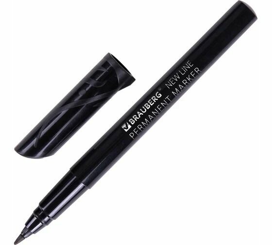 Перманентный нестираемый маркер черный, круглый наконечник, 2 мм 152209