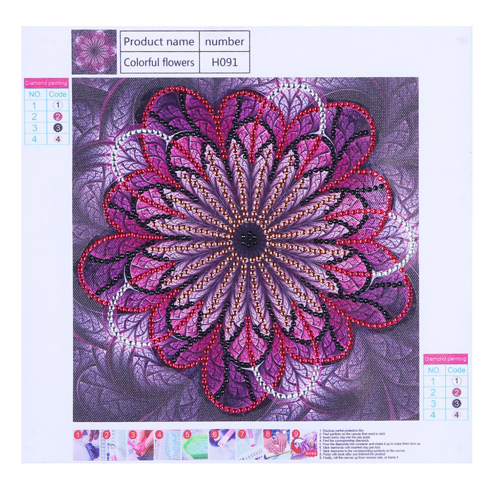 DIY Кит для рисования алмазными 5D Специальной Формы, Материал: Канва и Резиновые Алмазы, Тип: A, B, C, D (по выбору), Площадь с Алмазами: Частичная, Размер Картины: 25*25см, Фрейм: Не Включен, Пакет Включает: Набор Алмазов, Гель, Канва, Поддон, Клейкая