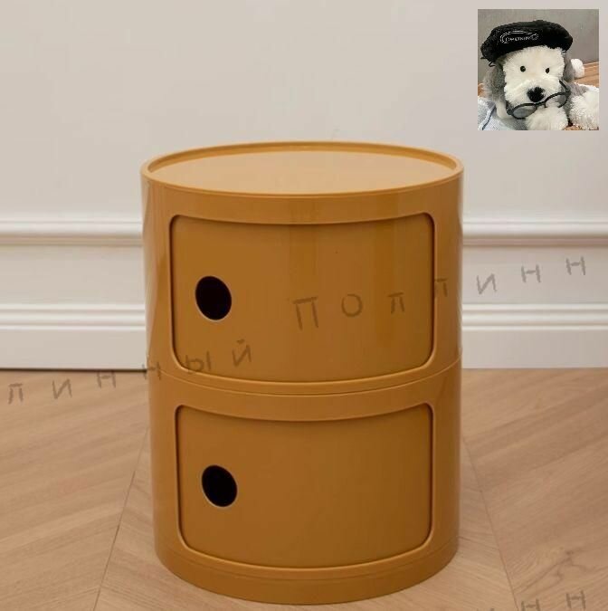 Тумба, Круглая Пластиковая Тумбочка, Белый, Скандинавский Стиль