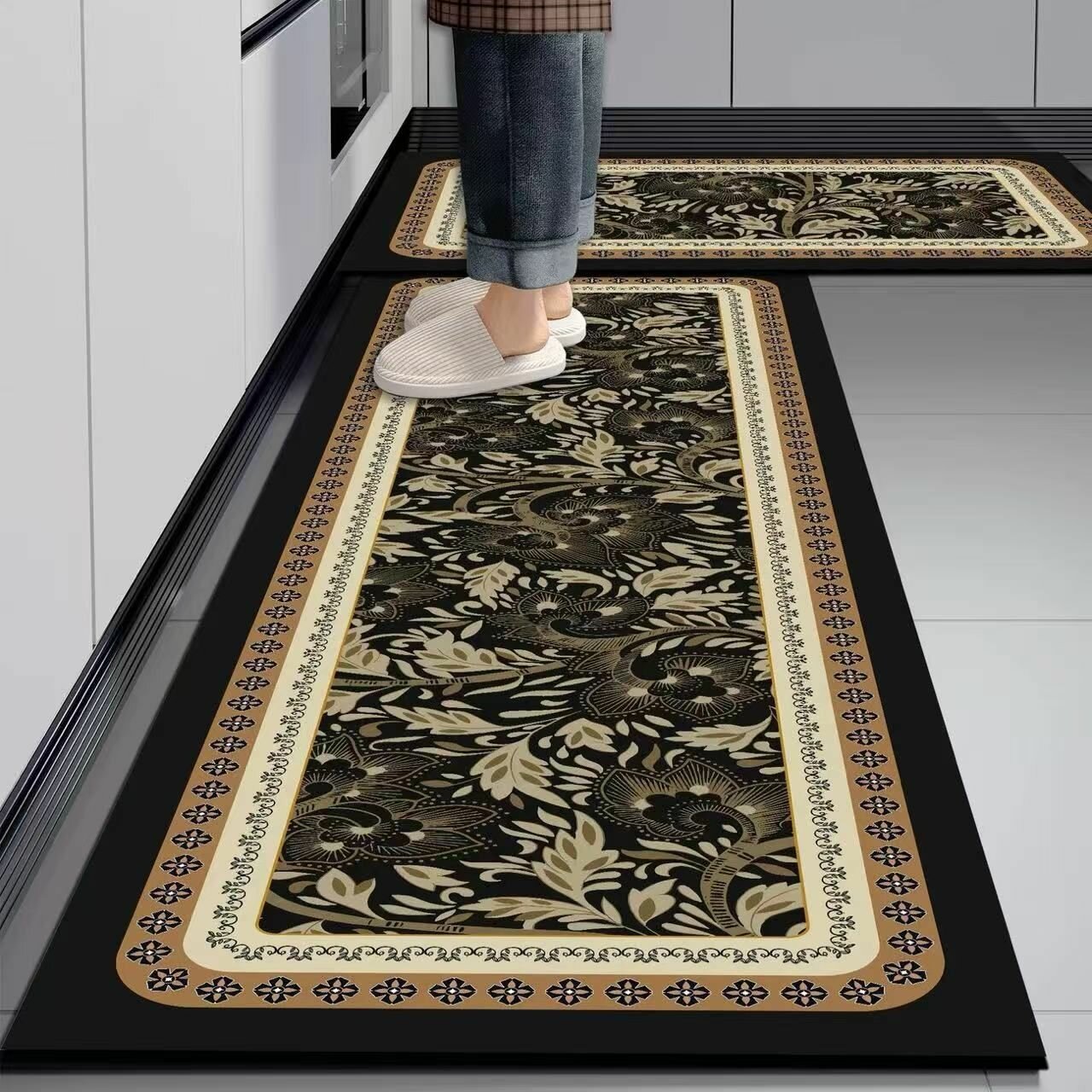 Прикроватный коврик прямоугольный искусственная байка коричневый бе