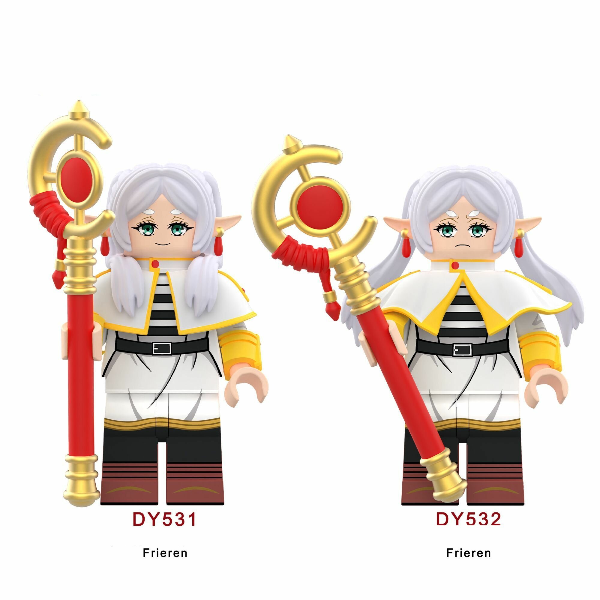 Минифигурки-головоломка <Фрирен>: Волшебница эльф и Воин Химмель со съёмным оружием. совместимы с легo конструкторами