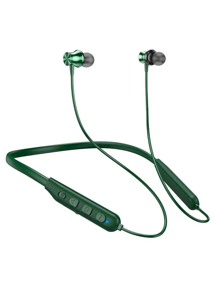 Наушники Bluetooth с микрофоном Hoco ES64, магнитные, цвет зеленый / беспроводные на шею