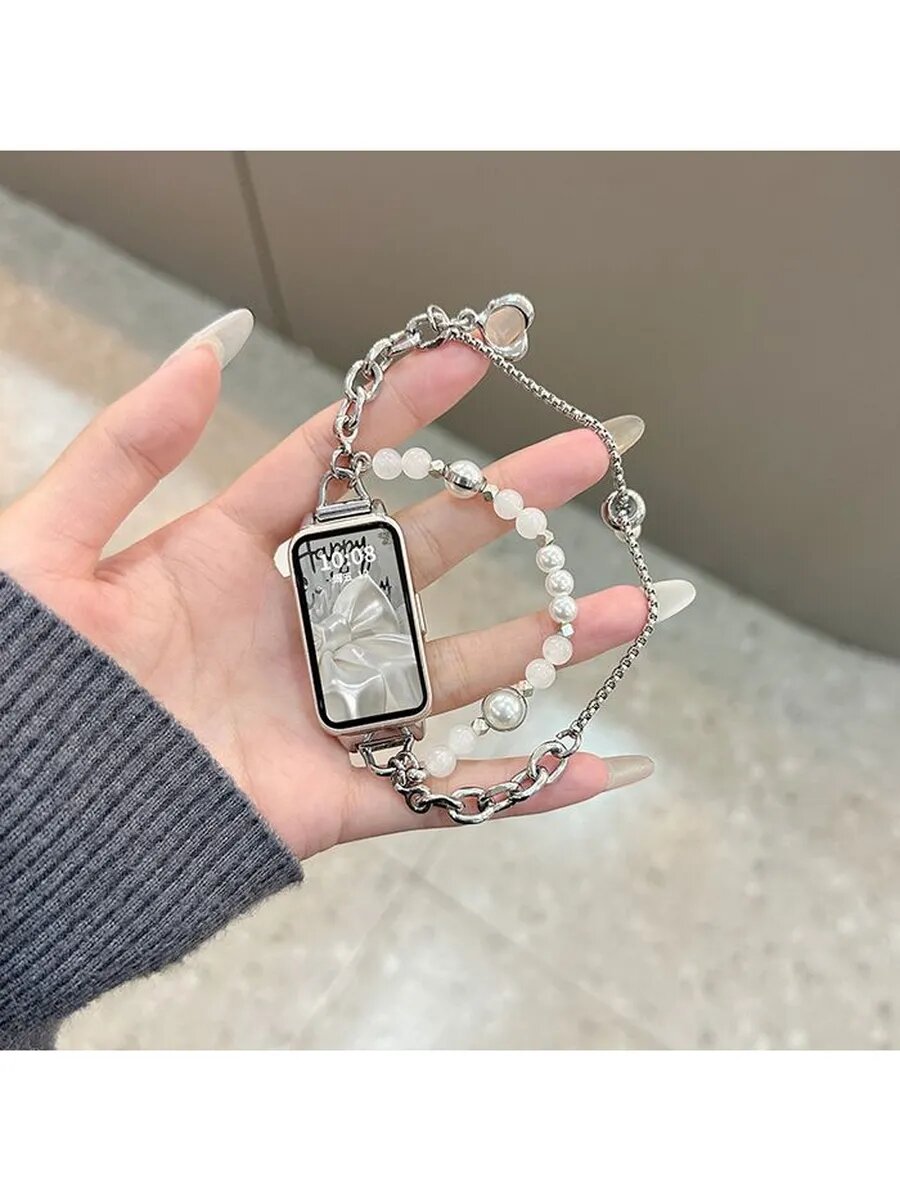 Женские часы H7-6.1, кристалл, жемчужная цепь, белые