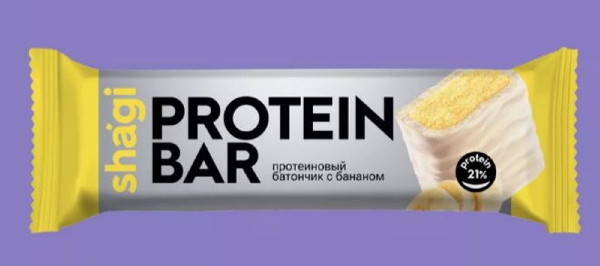 Батончики протеиновые Protein Bar Shagi, без ГМО, банан, 40 г, 18 шт