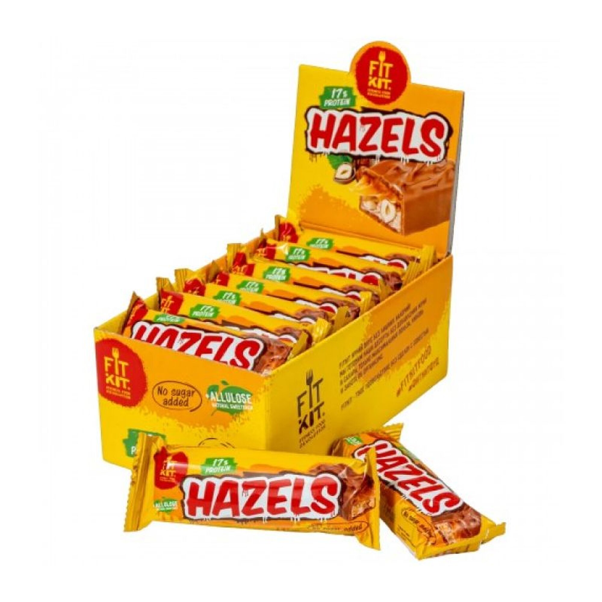 Батончики FitKit Hazels, 15 шт по 45 г, вкус: фундук-карамель