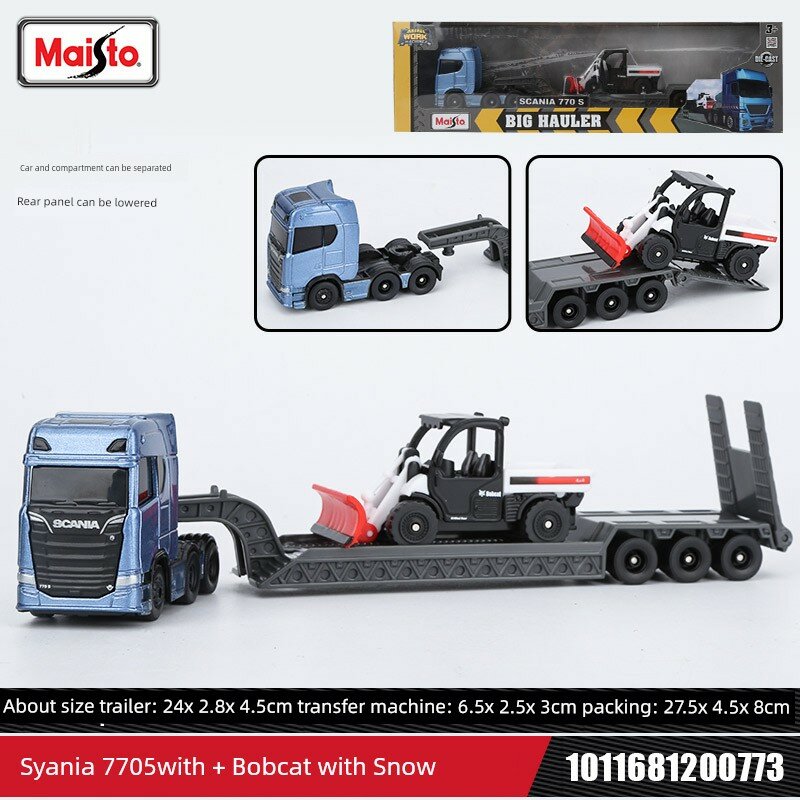 Модель Scania 770 S + Cat Снегоуборочная машина 1:64 из сплава