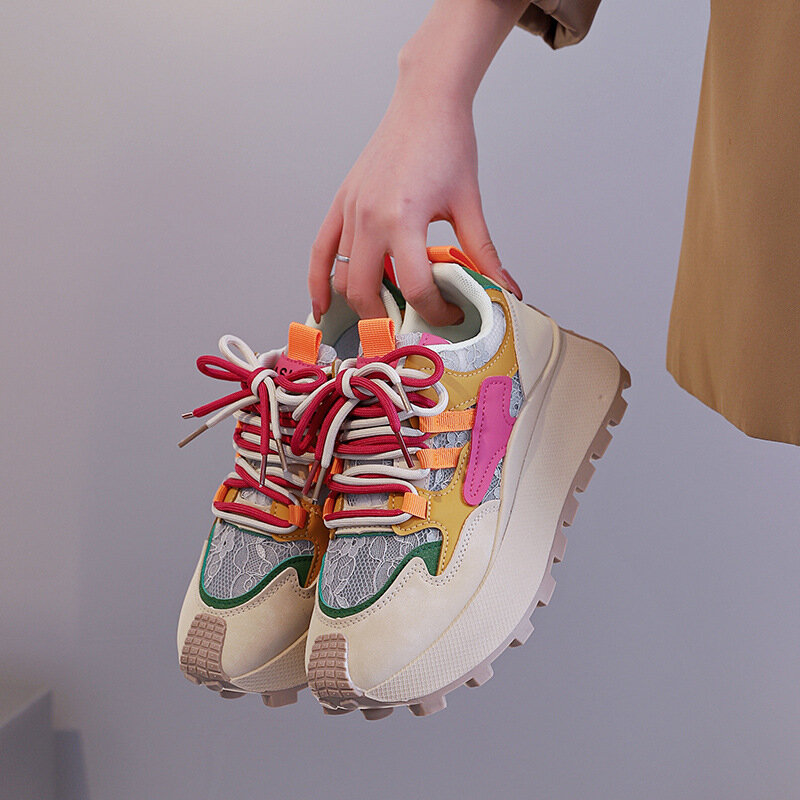 ВесКеды ИзнСтой AIS Кроссовки Женщины Весна Новый стиль Универсальный Толстый Повышенной подошвой Мягкая подошва Нескользкий 2812-1/Pink