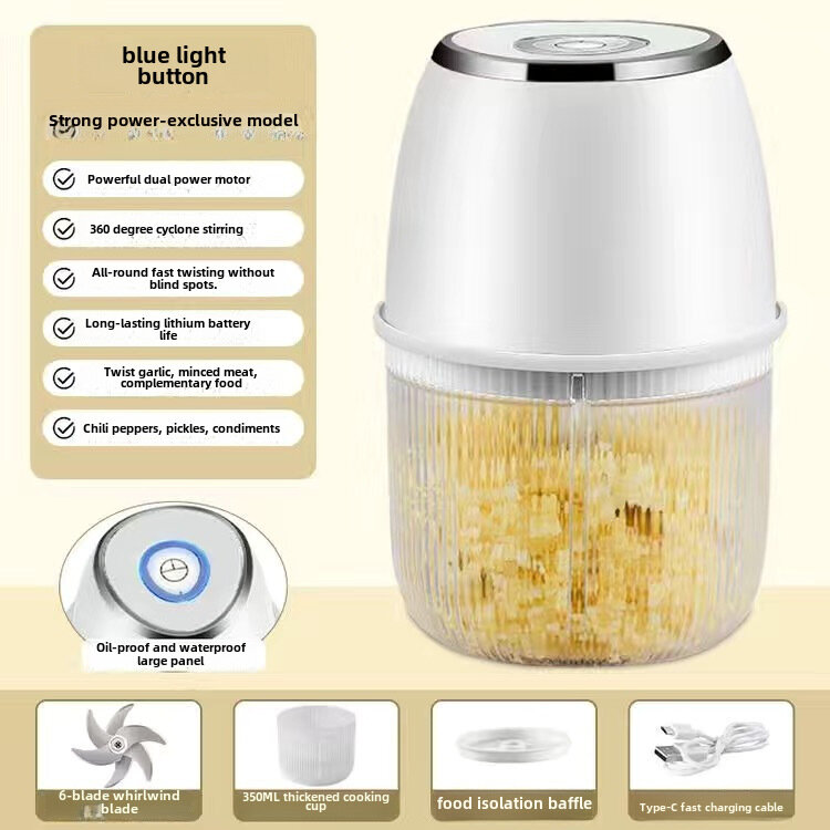 Эффективный Очиститель Чесночный: 6-Лепестковый Нож И Чаша 350 Мл Высокая Скорость Очистки Многофункциональный Кухонный Инструмент - Для Измельчения И Тендеризации Мяса Компактный Гаджет for Домашних Поваров И Экспериментов
