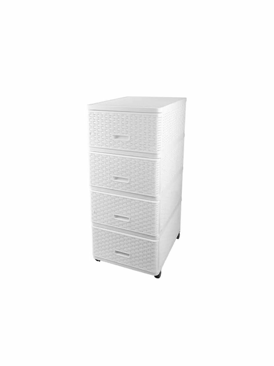 Комод Dunya Plastik Дюна, 4 ящика, 40х50х98 см, белый, плетеный