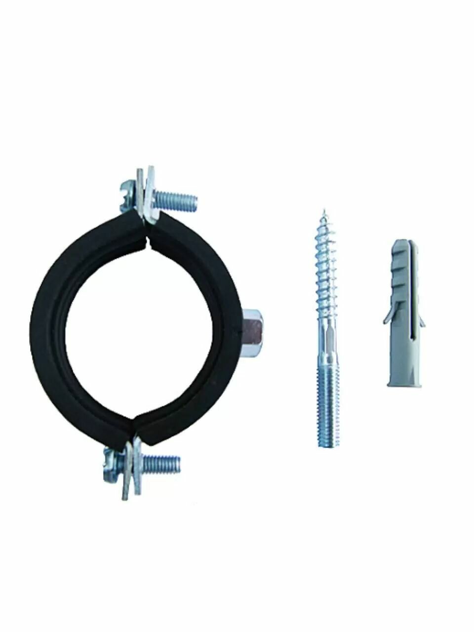 Хомут STI для крепления трубы, диаметр 3"1/2", 98-106 мм, сталь, оцинкованный, М8, шпилька, дюбель