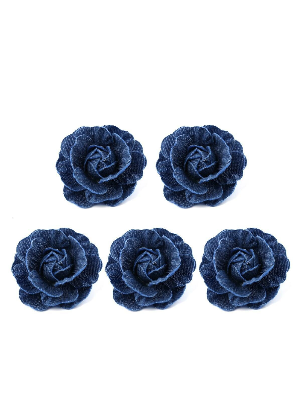 Корейские цветы из джинсовой ткани, 5 шт, B2