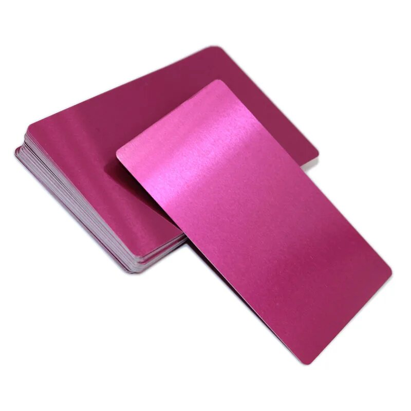 Металлические визитные карточки из алюминия 50 шт. Розовый, Purple