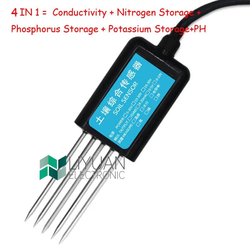 Встроенный передатчик почвы 7 в 1, температура и влажность EC NPK PH, датчик почвы для сельского хозяйства, датчик тестирования почвы, детектор почвы