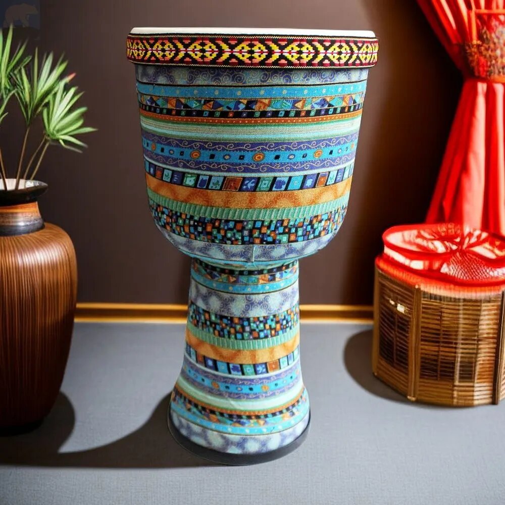 Барабан джембе-22.5cm, музыкальный этнический инструмент, "Светлый" 22.5*22.5*42 см, ручная работаH