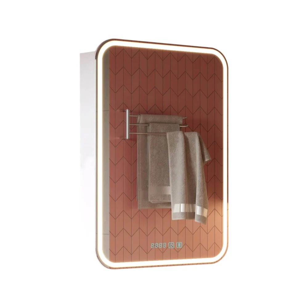 Зеркало-шкаф Alavann Lana 60х80 R со светодиодной подсветкой, с подогревом, 60 см, с сенсорным управлением, с розеткой, белое