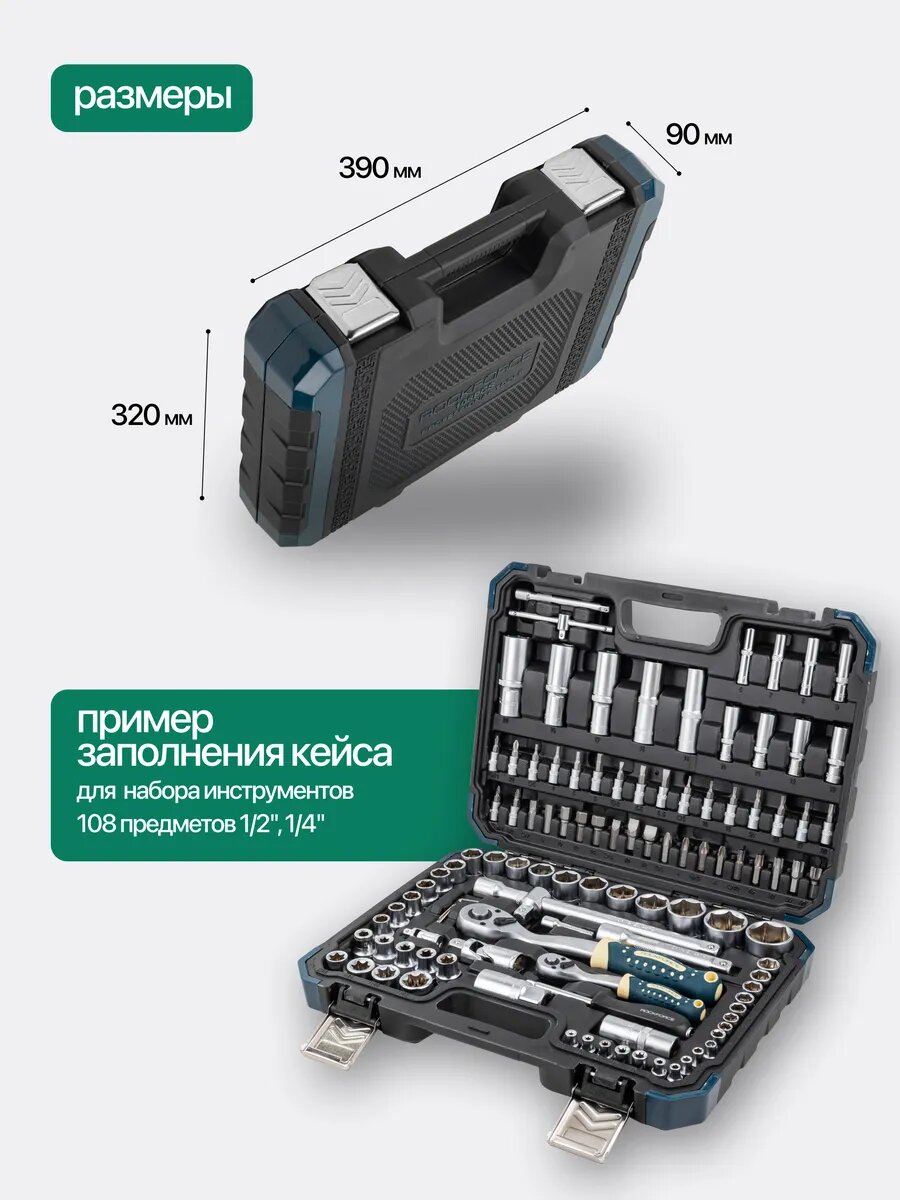 Кейс пластиковый для инструмента, 108 предметов