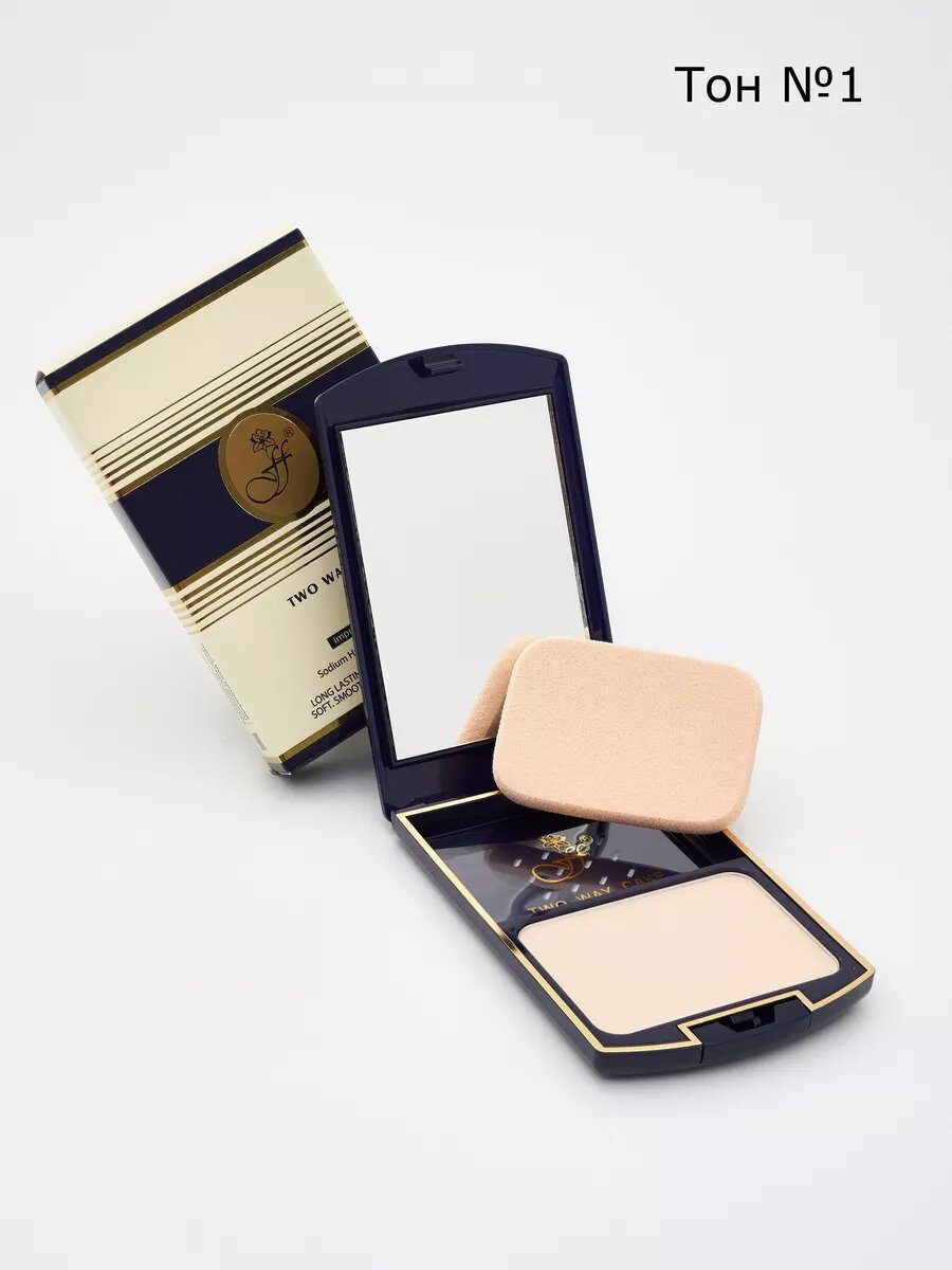 Пудра FFLEUR №01, компактная, 2 в 1, кремовая, бежевая, матовый финиш