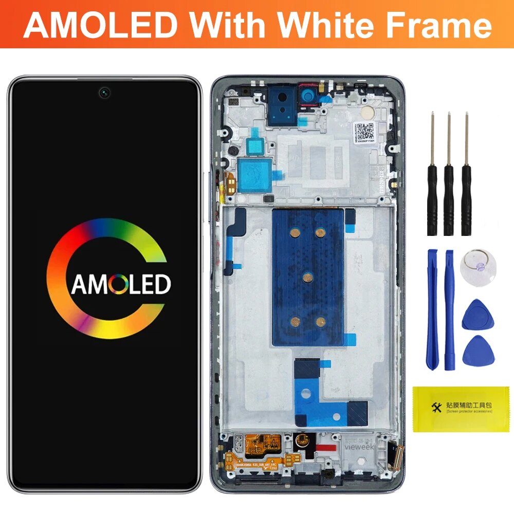 Экран AMOLED 11T Pro для Xiaomi 11T Pro 2107113 Замена дигитайзера сенсорного AMOLED White Frame