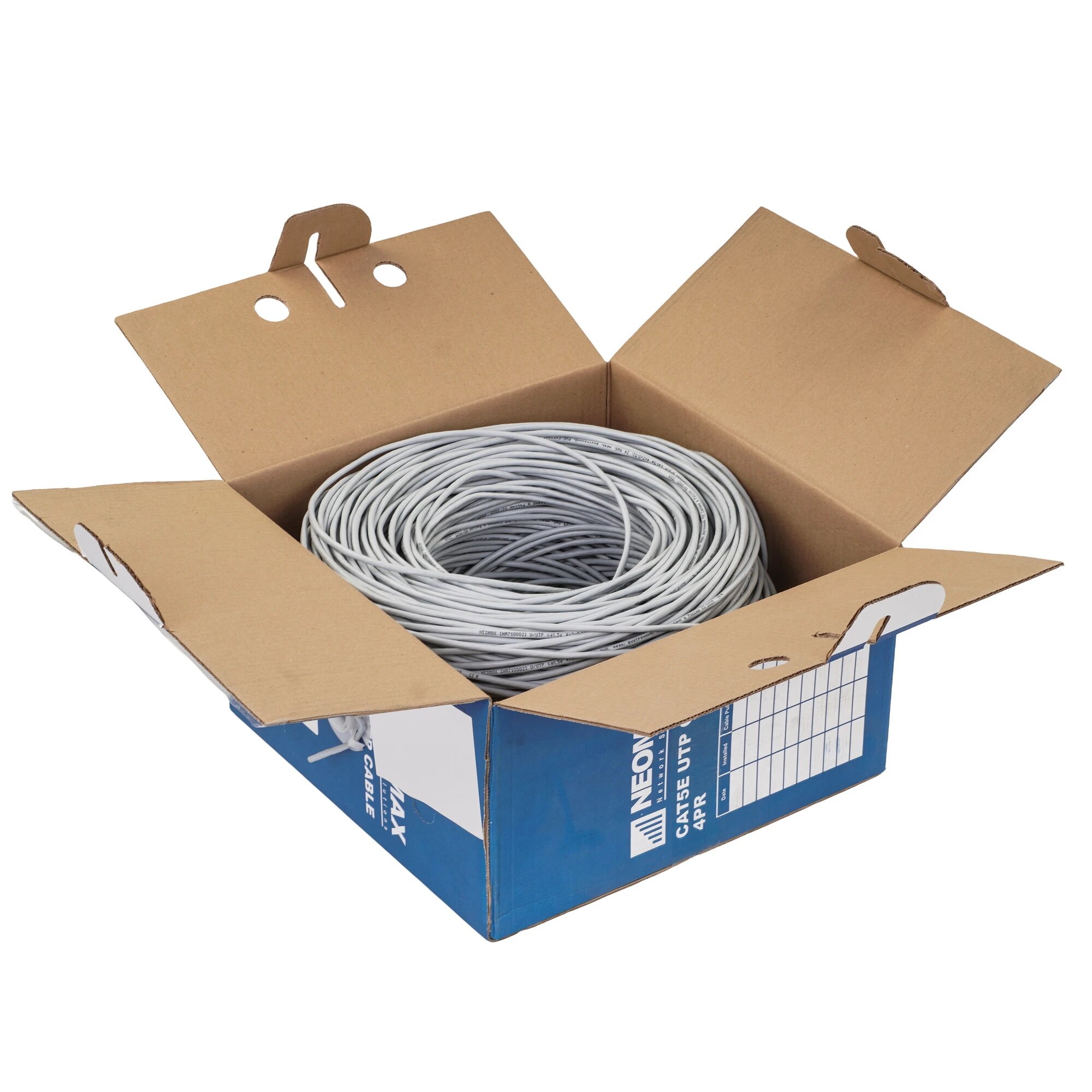 Кабель NEOMAX NM710002 серый, витая пара, U/UTP cat.5e 4x2x0.52, 24 AWG, медь, внутренний, PVC, 305м