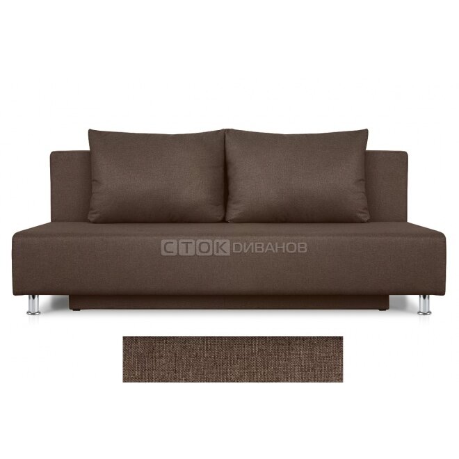 Диван Сток Диванов Мини, коричневый, рогожка, механизм еврокнижка, с ящиком для хранения
