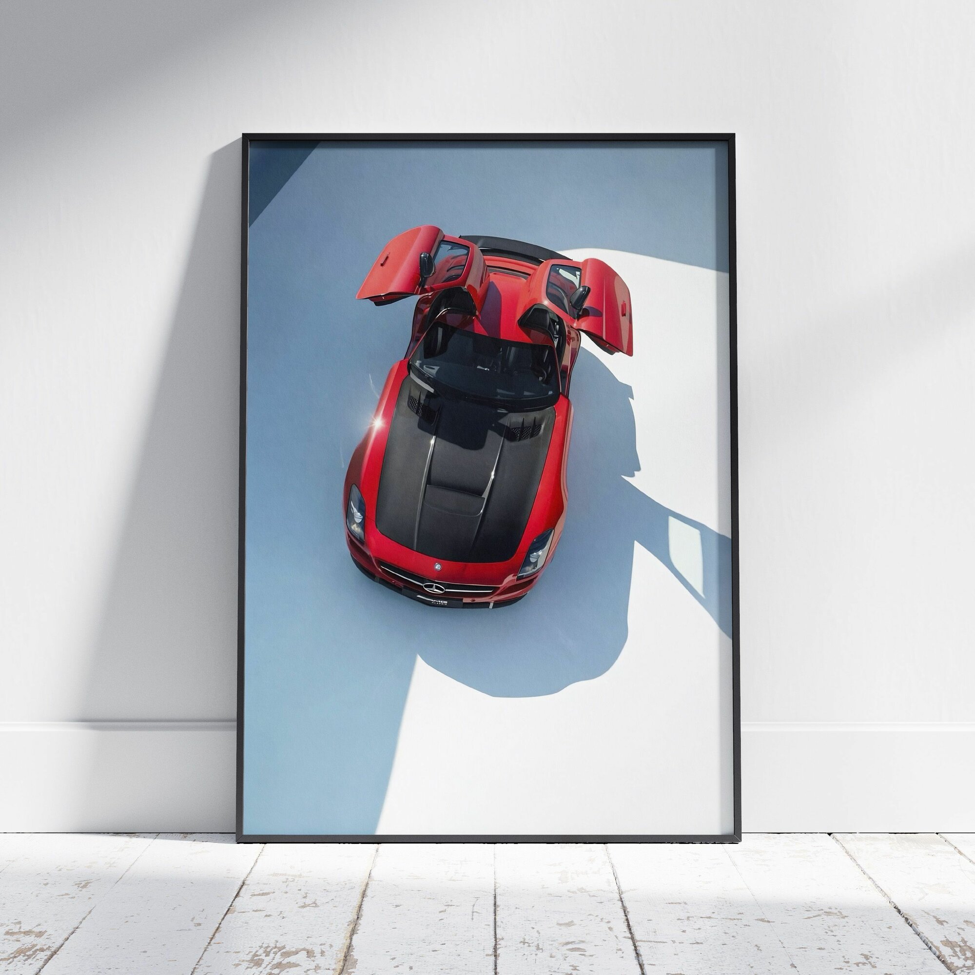 Плакат на стену для интерьера Спорткар (Mercedes Benz SLS 4) - Постер по спортивным гоночным машинам автомобилям формата А4 (21x30 см)