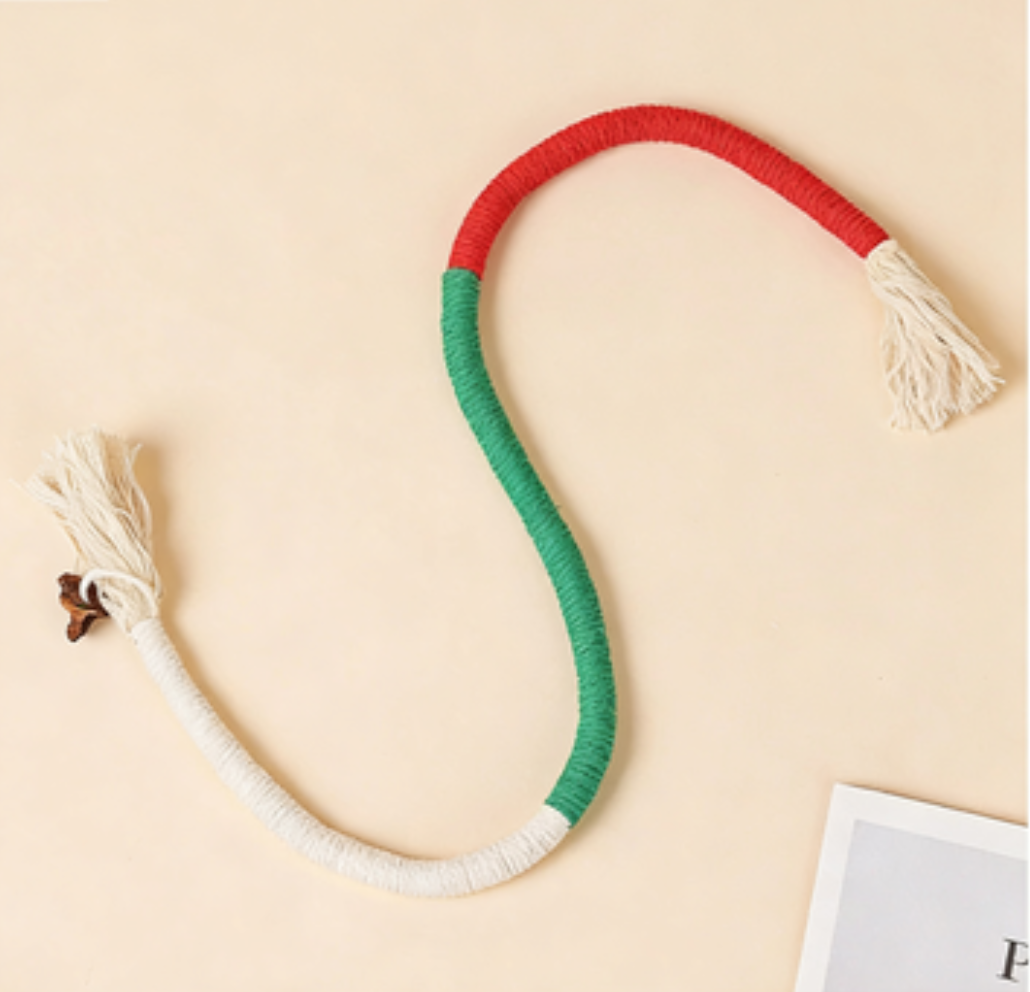 Интерактивная игрушка для кошек, жевательные веревки, безопасная чистка зубов, 1 шт. Красный и зеленый