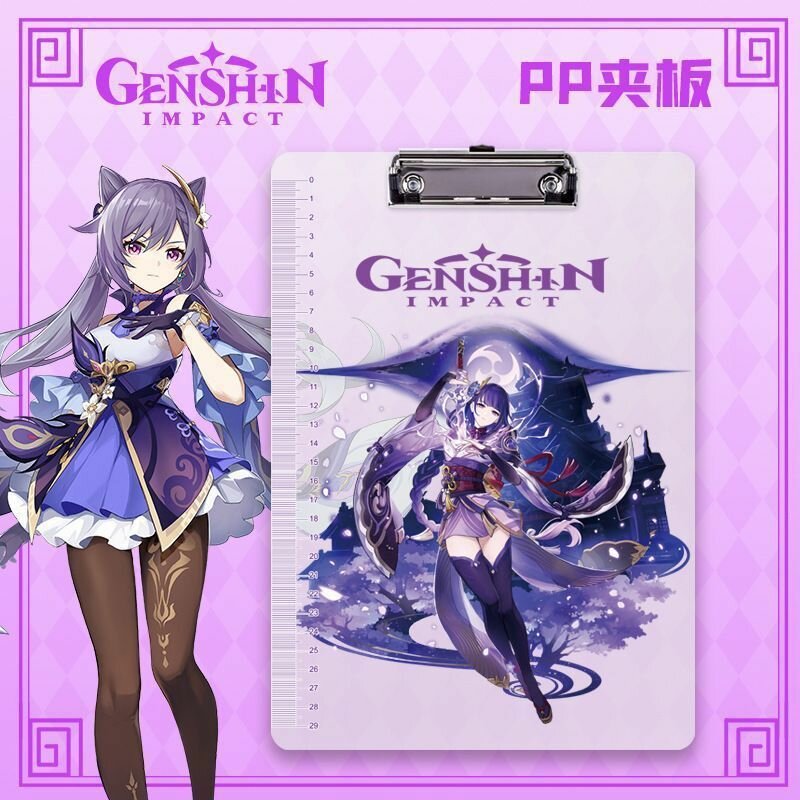 Мерчандайзинг GRSHIN по игре Genshin Impact: папка-планшет формата А4 с изображениями Сяо, Каэдэхары Казухи, Ху Тао, Райдена Сёгун, Чжунли.