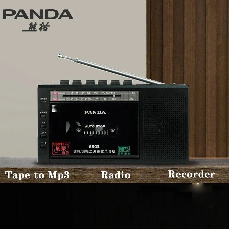 PANDA 6503 Черное портативное радио с MP3 и рекордером