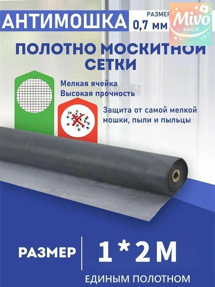 Москитная сетка на окна антимошка, антипыль и на дверь полотно 1 м * 2м