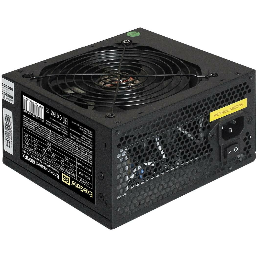 Блок питания ATX 600Вт Exegate 600NPX EX221643RUS-S (20+4pin) 120mm fan 3xSATA 2xIDE FDD RTL