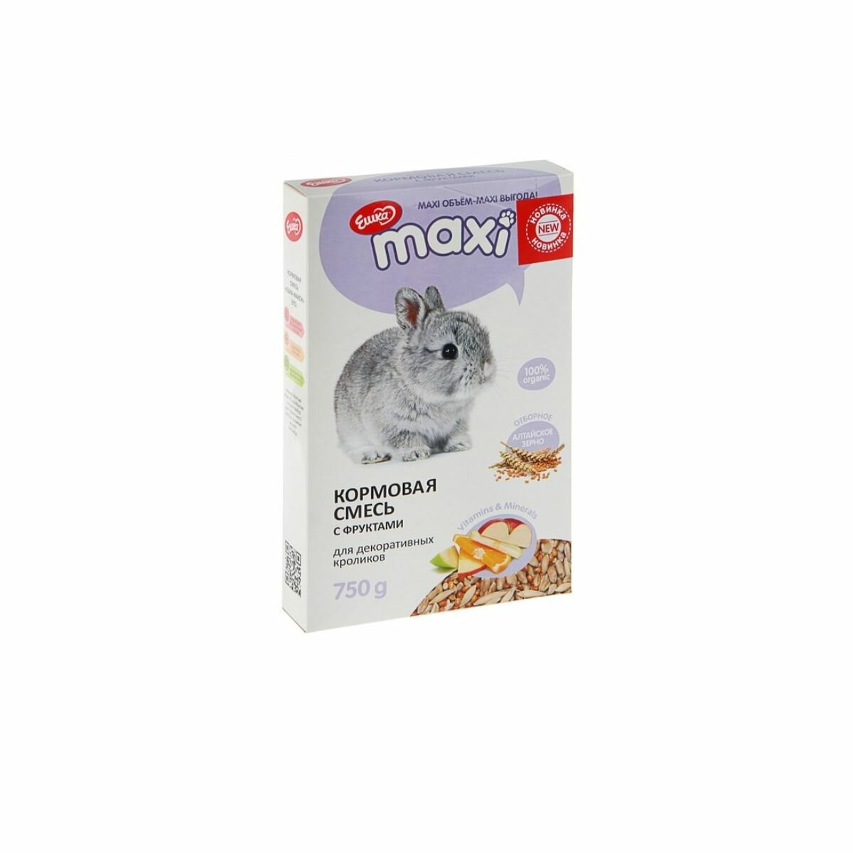 Ешка Кормовая смесь с фруктами MAXI для декоративных кроликов, 750 гр