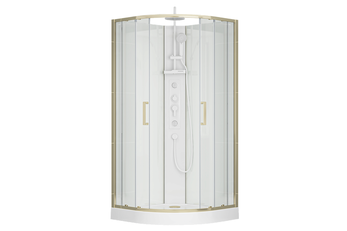Душевая кабина Royal Bath BERN RB90HK-WT- GD 90x90 стекло прозрачное/профиль золотой
