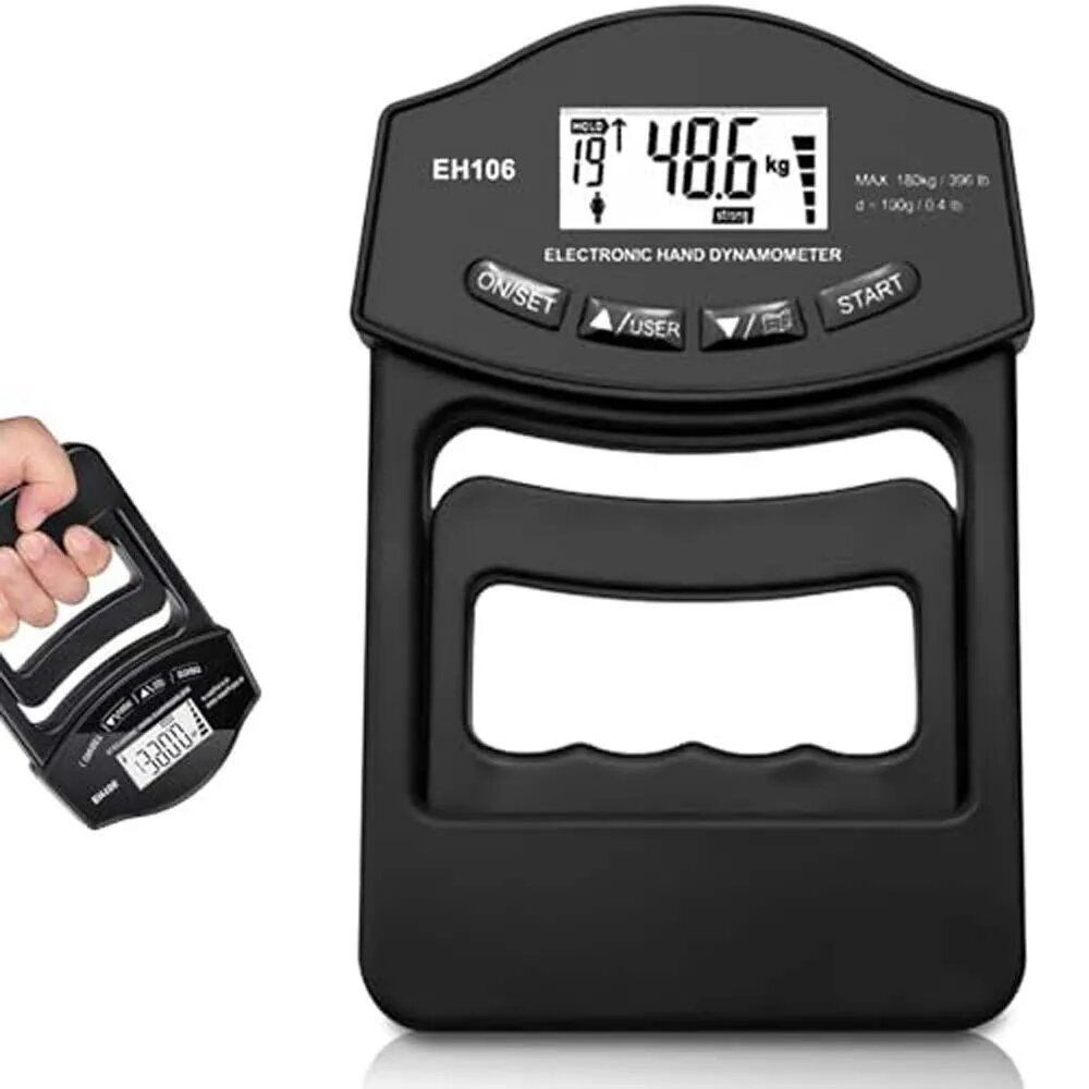 Цифровой динамометр для измерения силы хвата 396 фунтов/180 кг с USB и ЖК-экраном для силовых тренировок и спорта