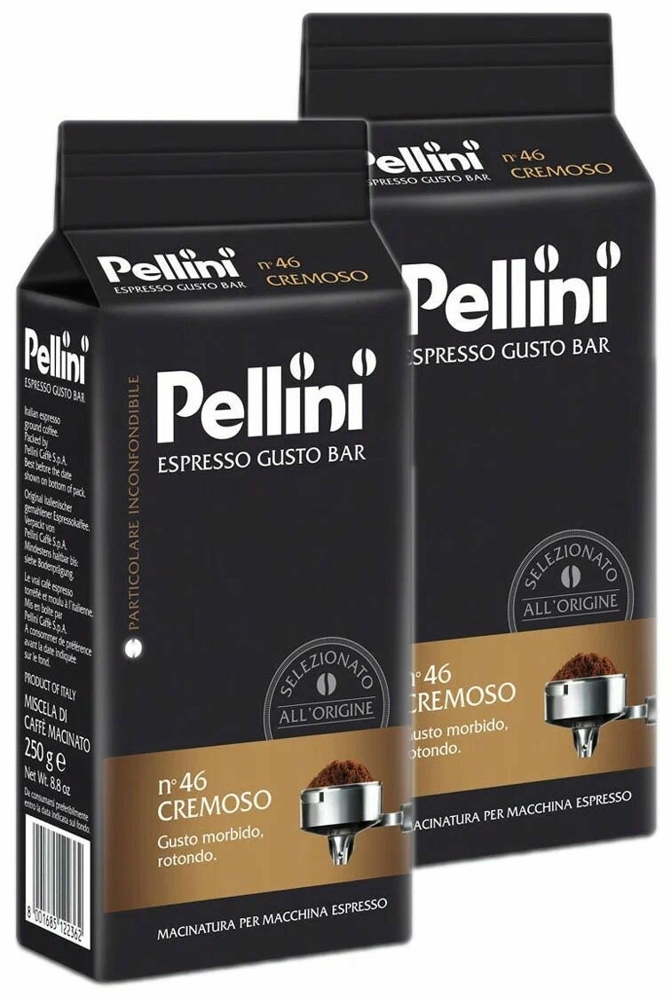 Кофе молотый Pellini №46 Cremoso Espresso Gusto Bar ( Италия) 250 гр. х 2 шт.