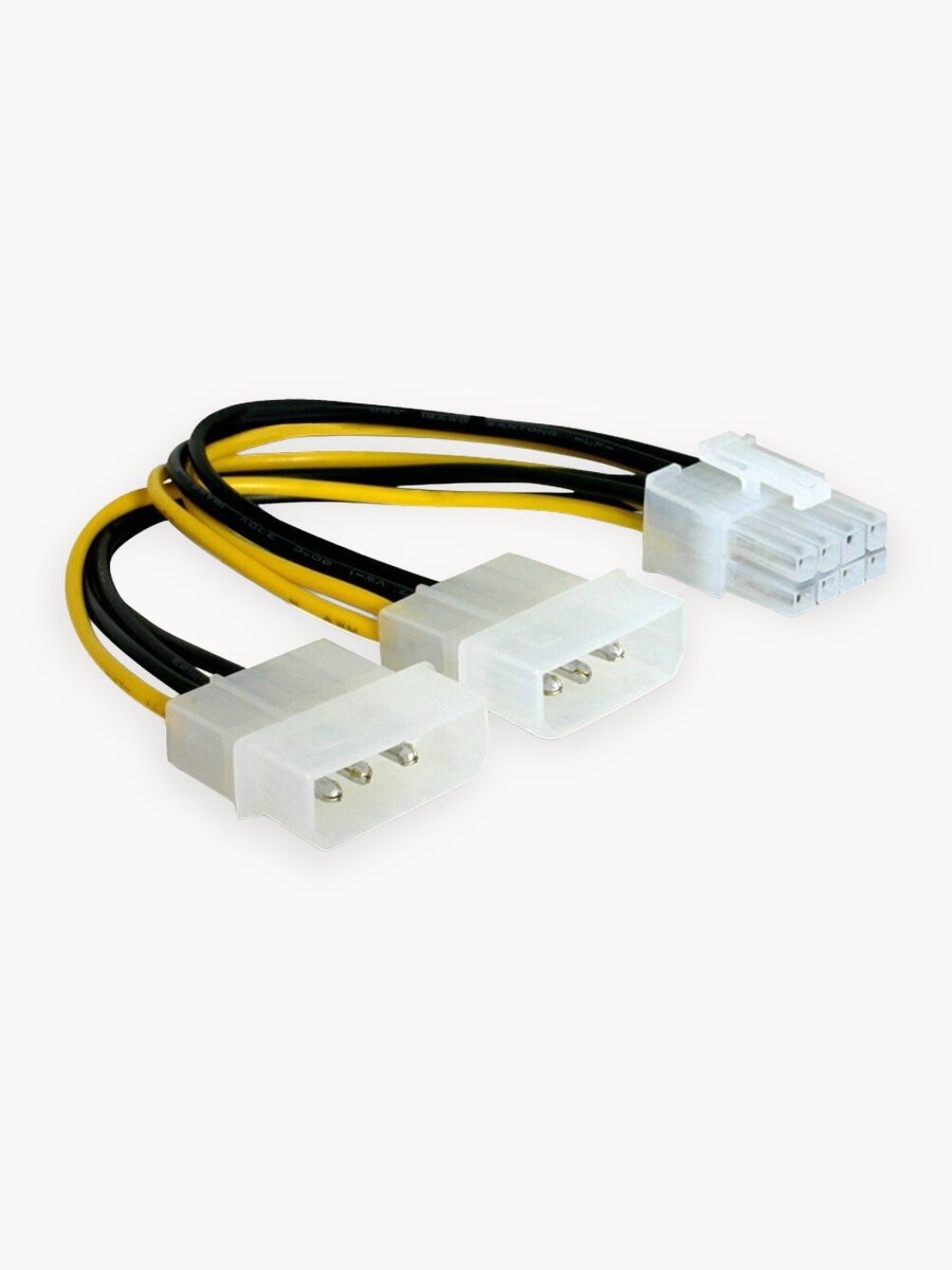 Кабель питания PCIe Cablexpert 2хMolex 3pin(M) / PCIe 8pin (M) медный проводник 15см CC-PSU-81