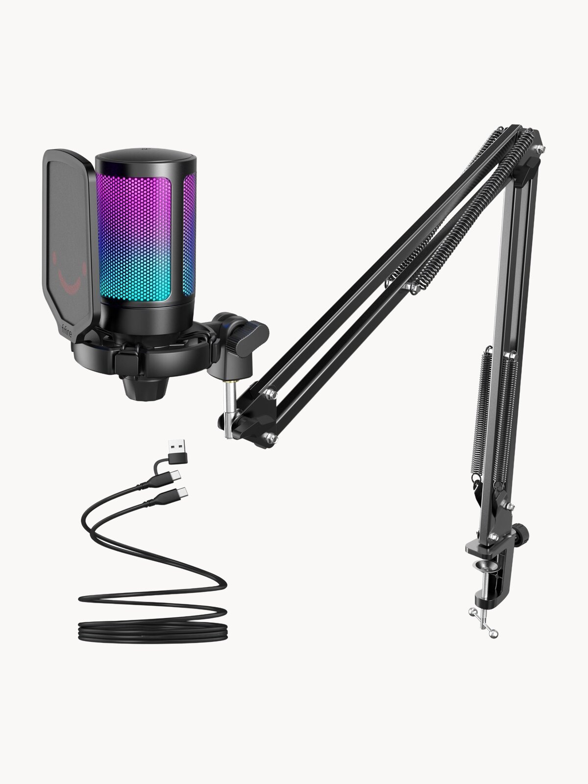 Проводной микрофон FIFINE A6T (черный), электретный, 60-18000 Гц, подключение USB Type-A, кабель 2.5 м