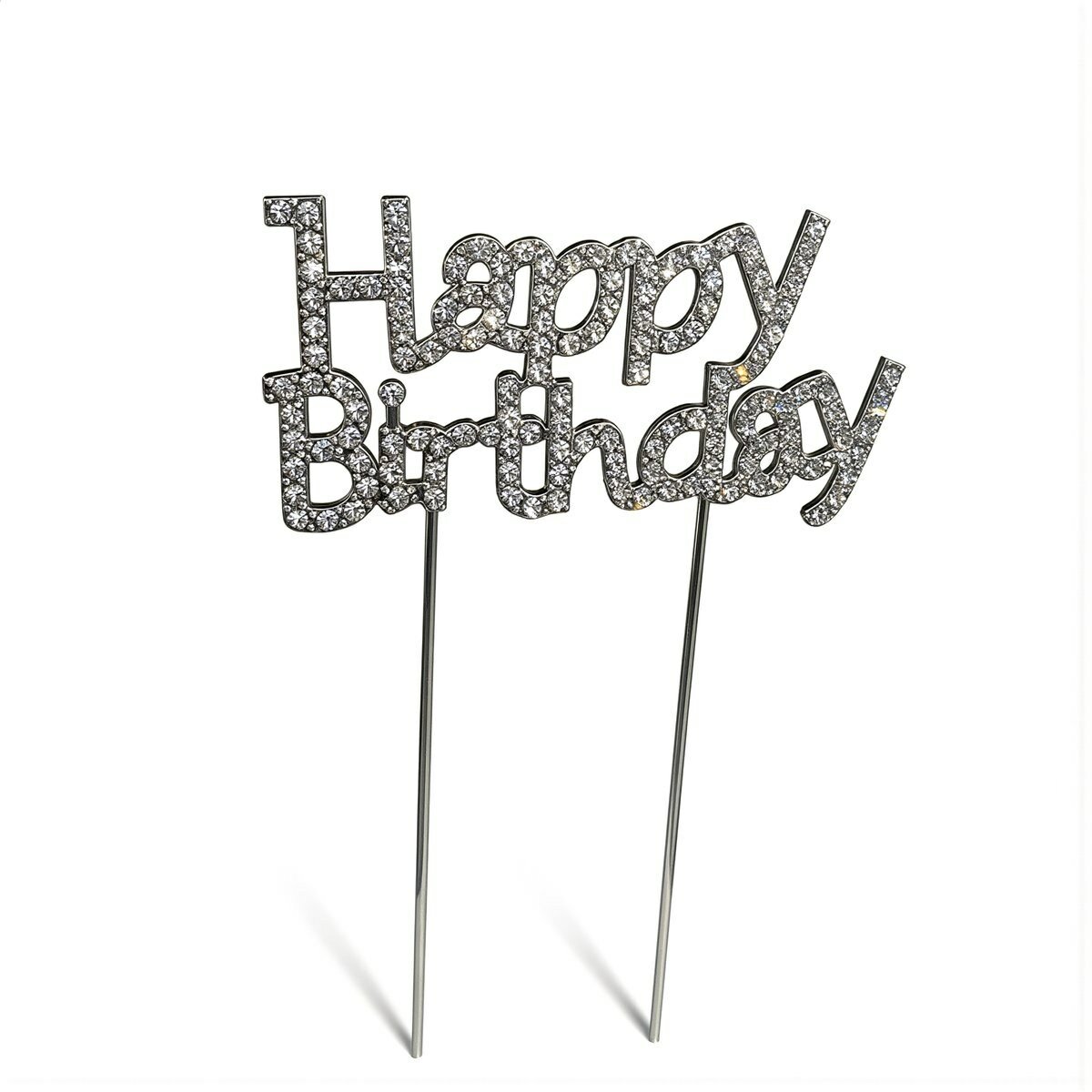 Декор для женского дня рождения топпер Happy Birthday с кристаллами, аксессуар для кондитеров, украшение для вечеринки дома, аксессуар для выпечки, Топпер Happy Birthday с кристаллами из сплава